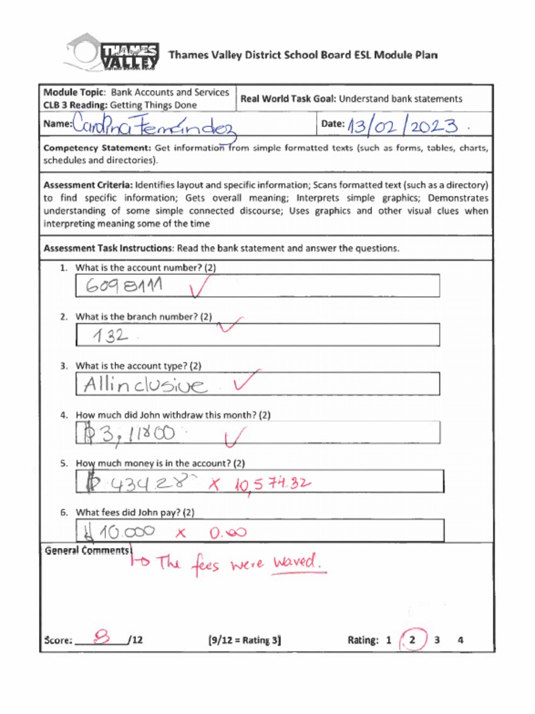 Reading Test - Understand Bank Statements | PDF