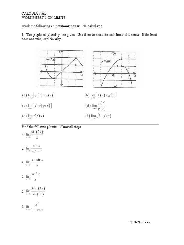 Calc Ab - Worksheets For Lap 2 With Answers | PDF | Teaching Methods ...