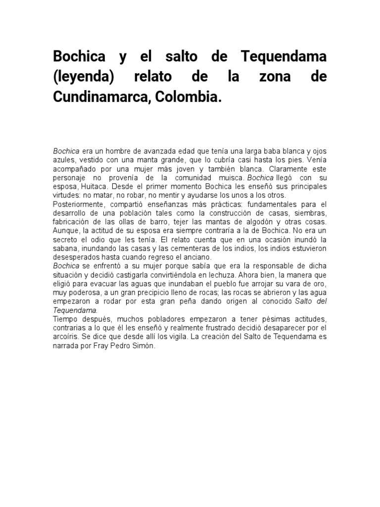 Bochica y El Salto de Tequendama | PDF