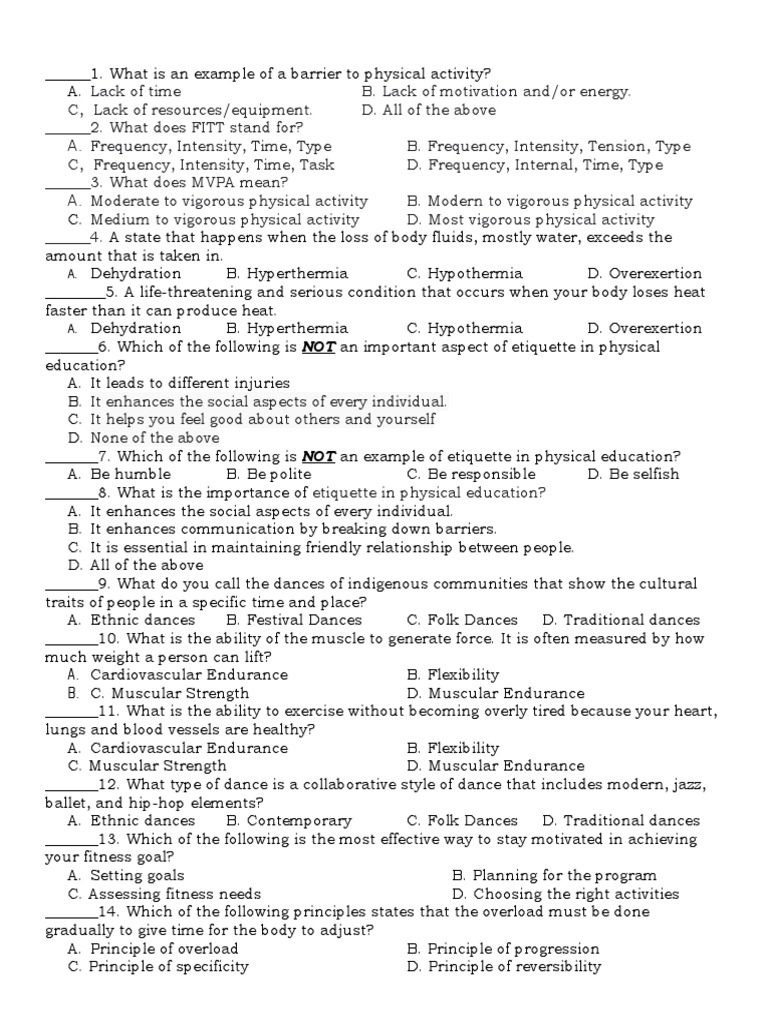 FInal Exam | PDF | Physical Fitness | Clinical Medicine