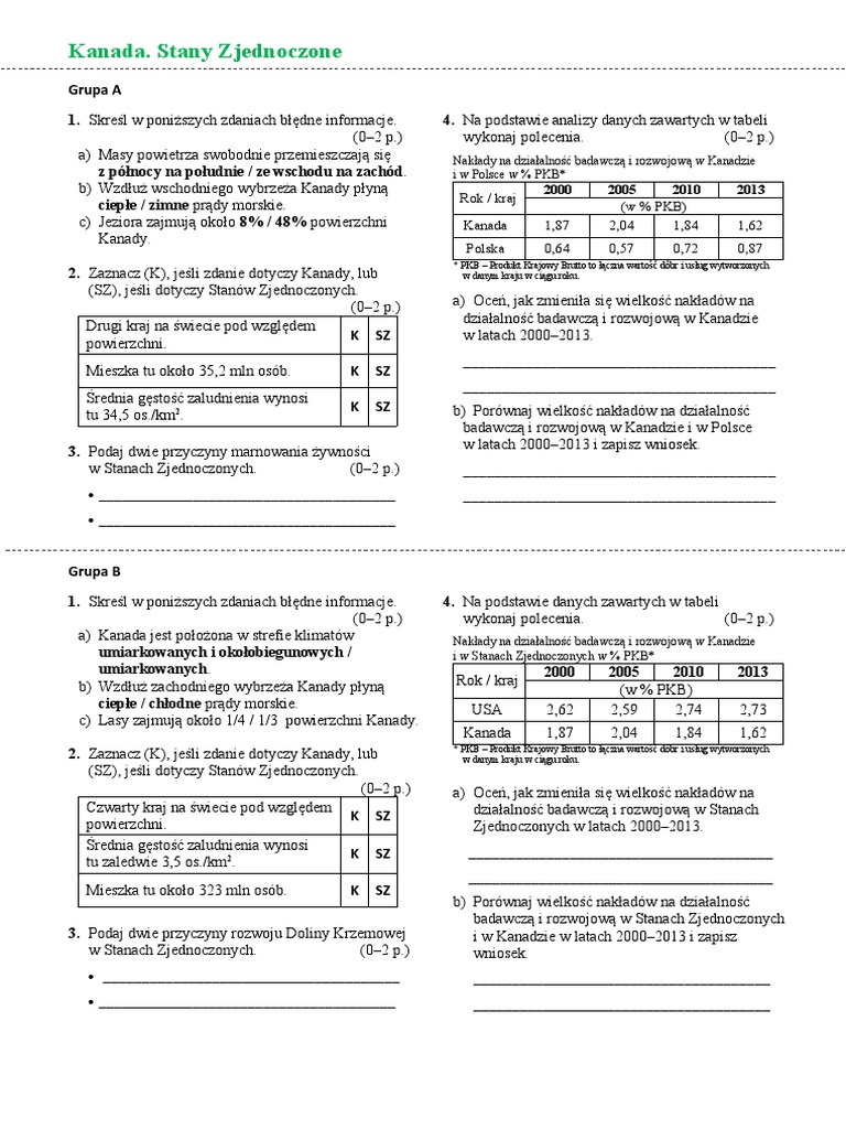 Kartkowka Kanada Stany Zjednoczone | PDF
