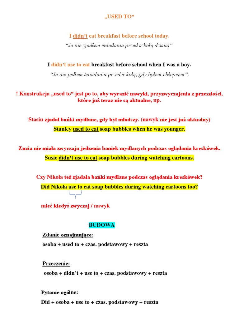 Used To Notatka | PDF