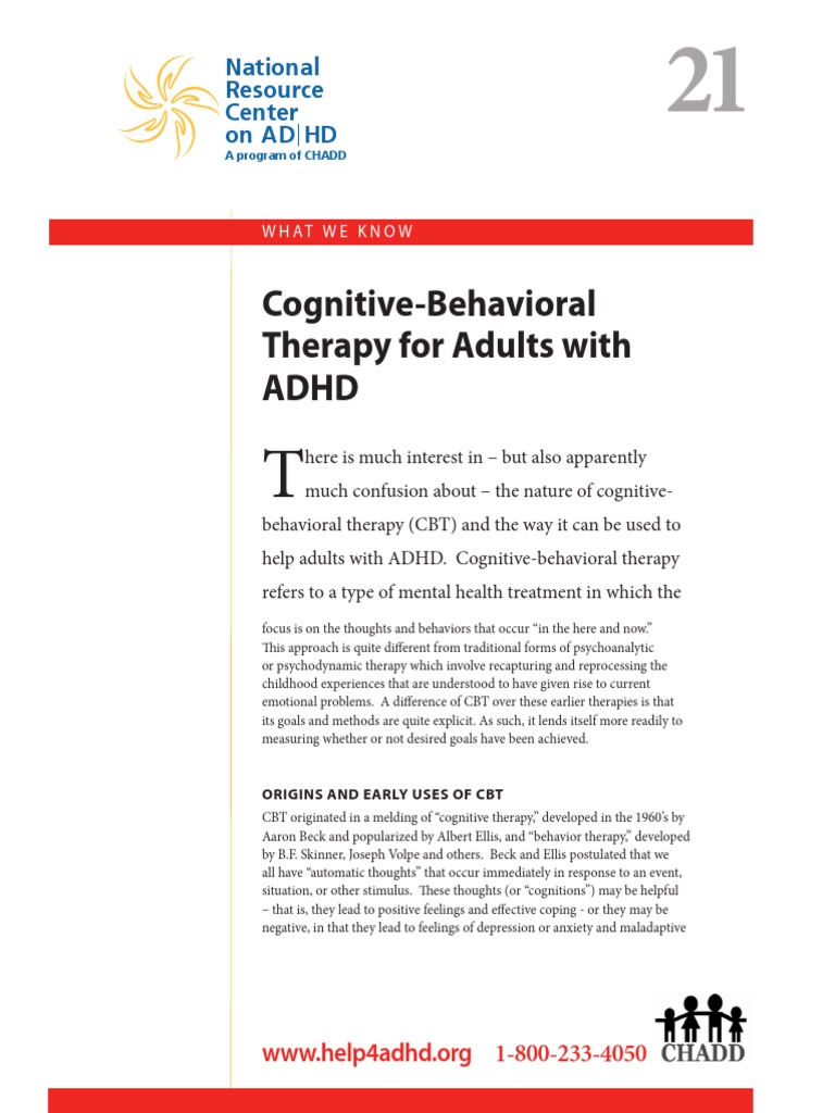 CBT for Adults with ADHD Explained | PDF | Cognitive Behavioral Therapy ...