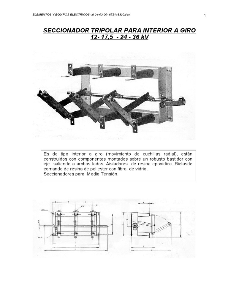 Unidad 6-9 Seccionador Tripolar para Interior A Giro MT | PDF