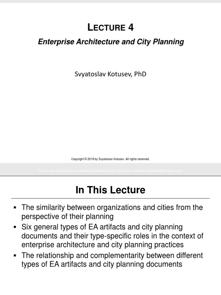 Lecture 4 - Enterprise Architecture and City Planning | PDF | Enterprise Architecture | Urban ...