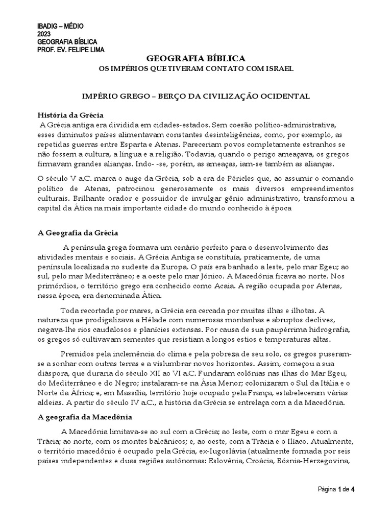 Impérios Que Contataram Israel Grécia E Macedônia Pdf
