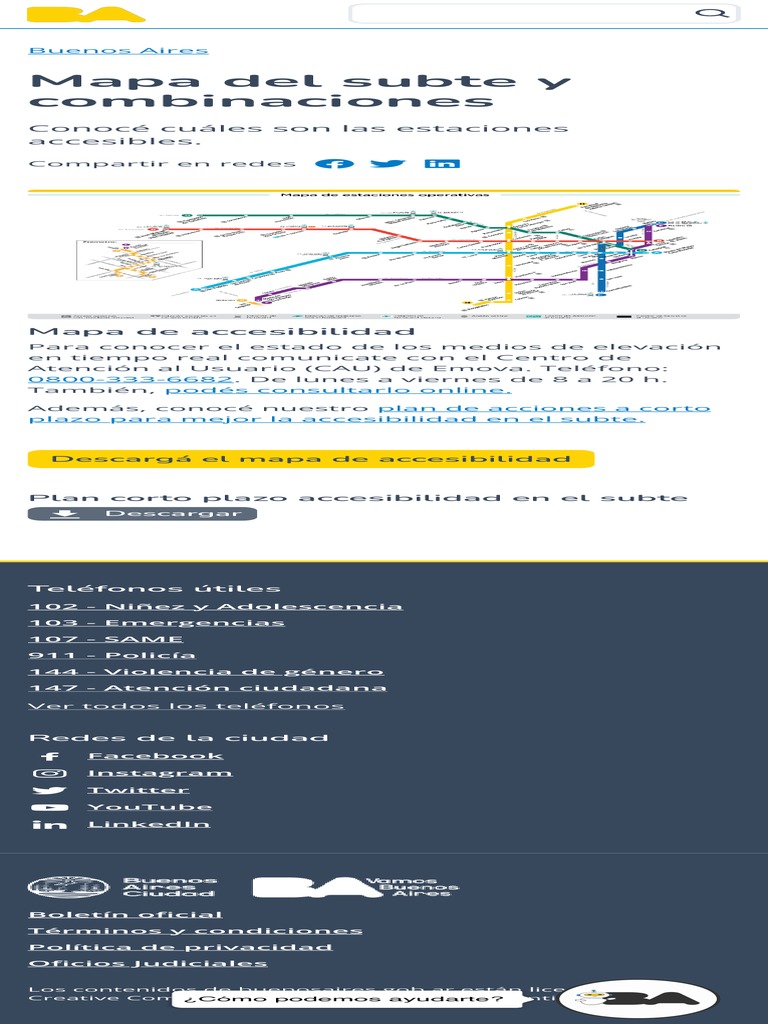 Mapa Del Subte y Combinaciones Buenos Aires Ciudad - Gobierno de La ...