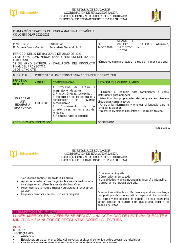 Esp2-P6-La Biografía de Una Persona de Interés | PDF | Evaluación ...