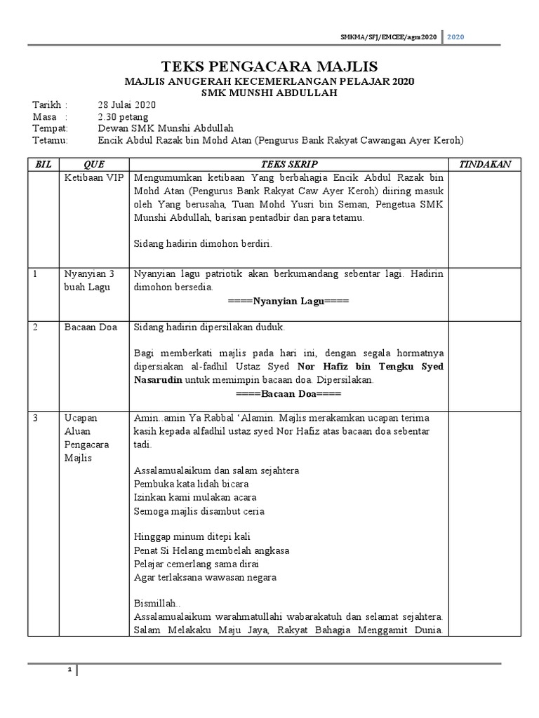 Teks Pengacara Majlis Agm | PDF