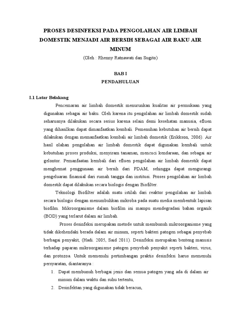 Desinfeksi Air Limbah Domestik | PDF