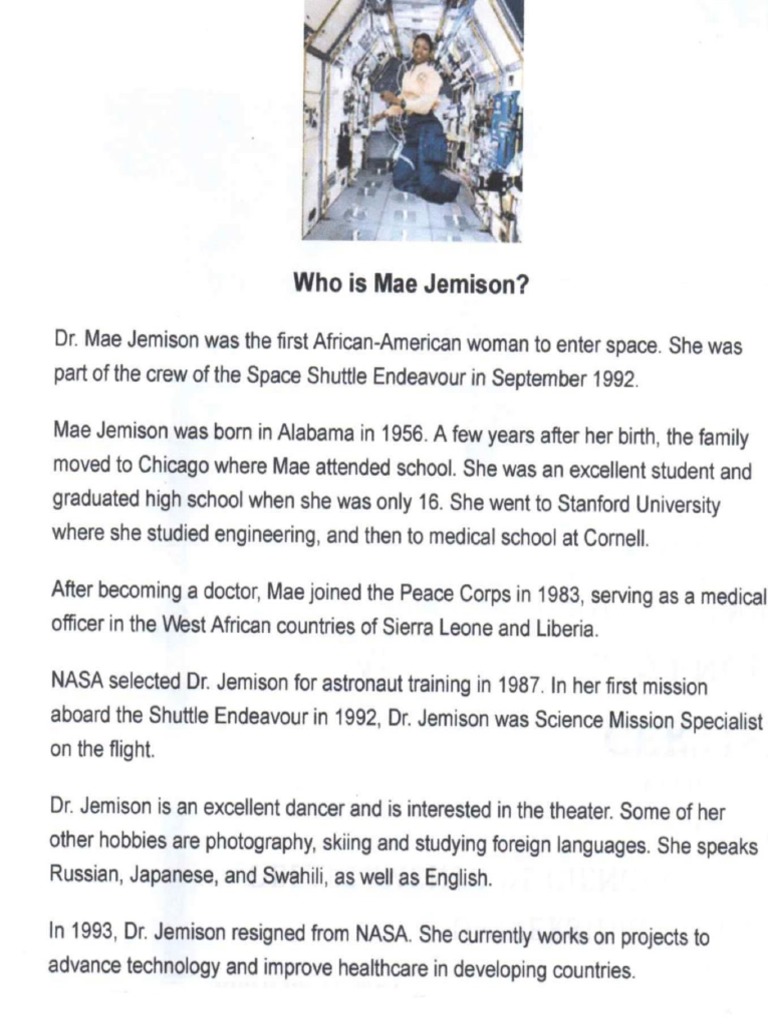 Quién Es Mae Jemison | PDF | Arte