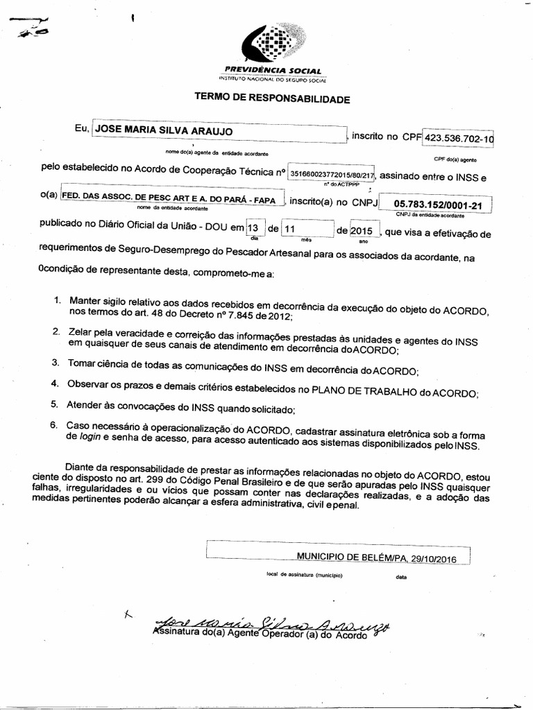 Termo para o Inss | PDF