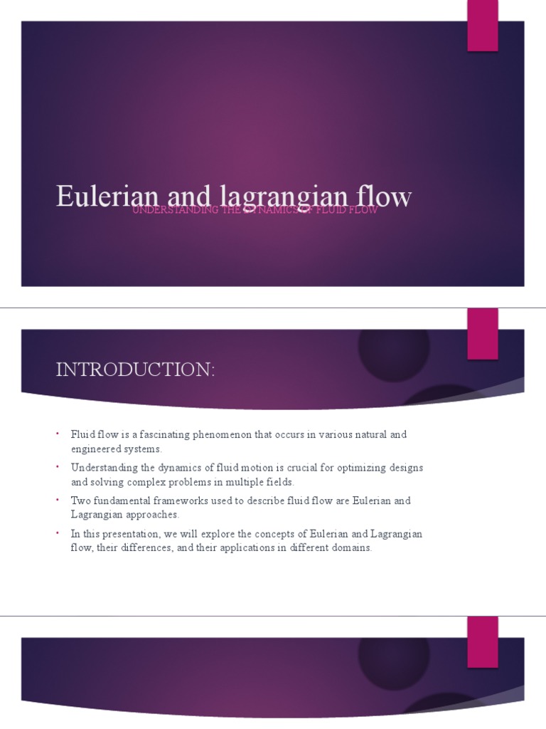 Eulerian and Lagrangian Flow | PDF | Home & Garden