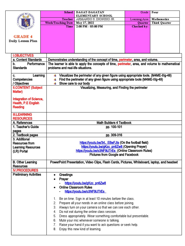 Lesson Plan Math Grade 4 3RD Quarter Final 1 | PDF