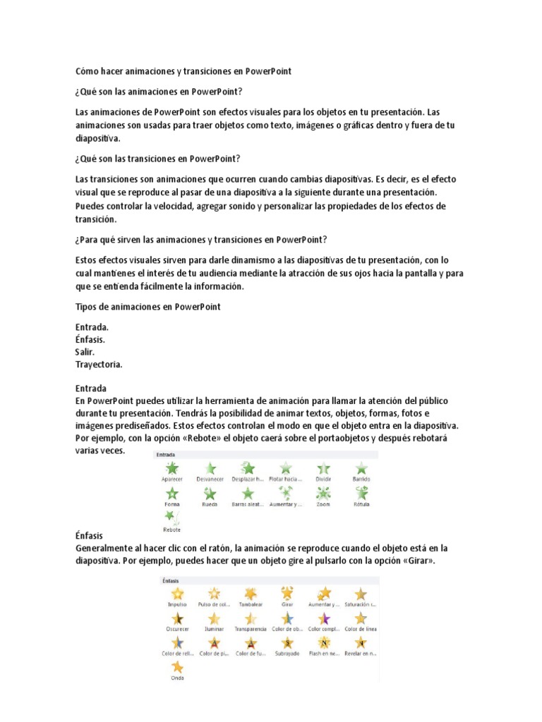 Cómo Hacer Animaciones y Transiciones en PowerPoint | PDF