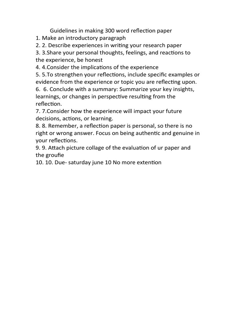 Guidelines in Making 300 Word Reflection Paper | Download Free PDF ...