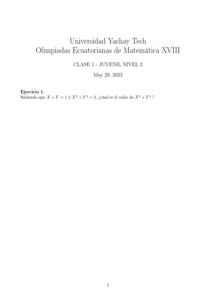 Olimpiadas Matemáticas Yachay Tech | PDF