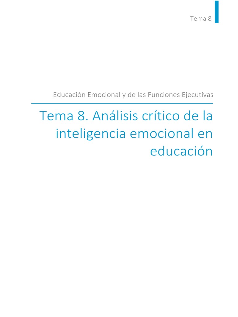 Tema 8 Educación Emocional Pdf Las Emociones Aprendizaje