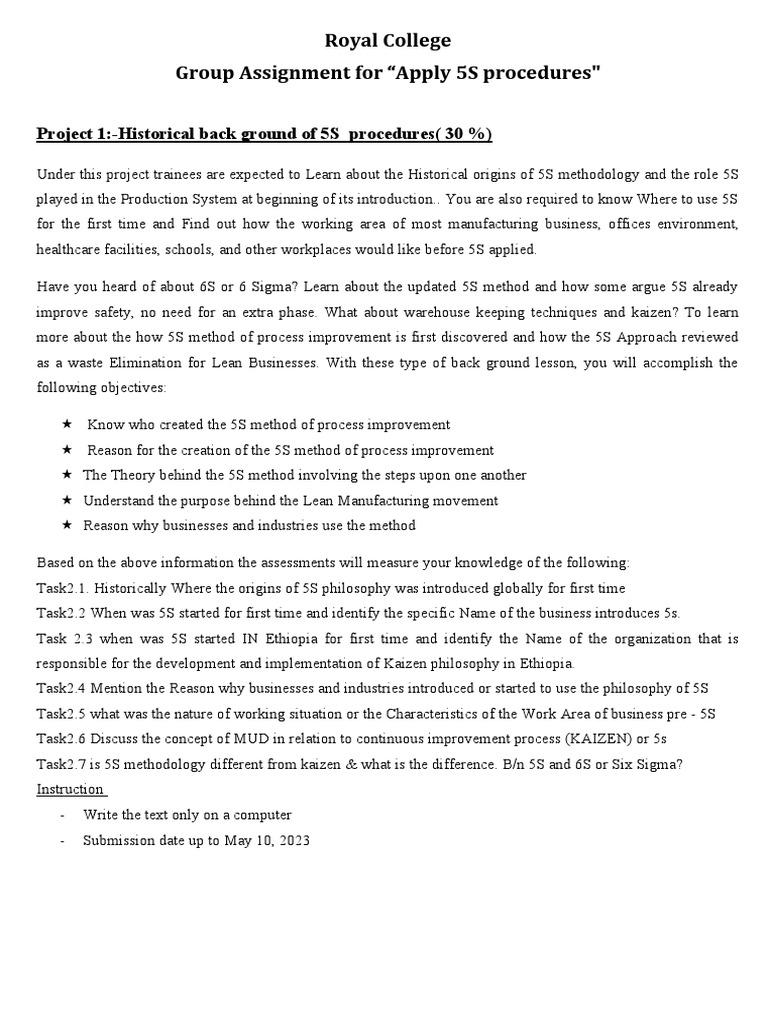 Assignment of Apply 5s Procedure | PDF