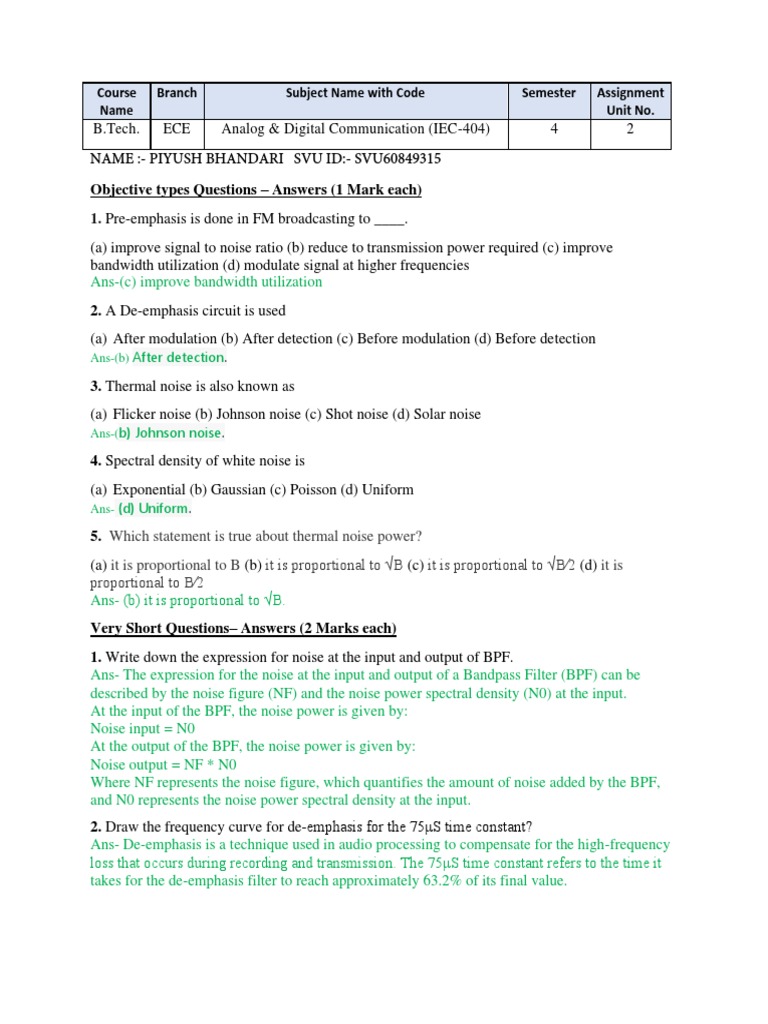 Analog & Digital Communication Unit-2 | PDF