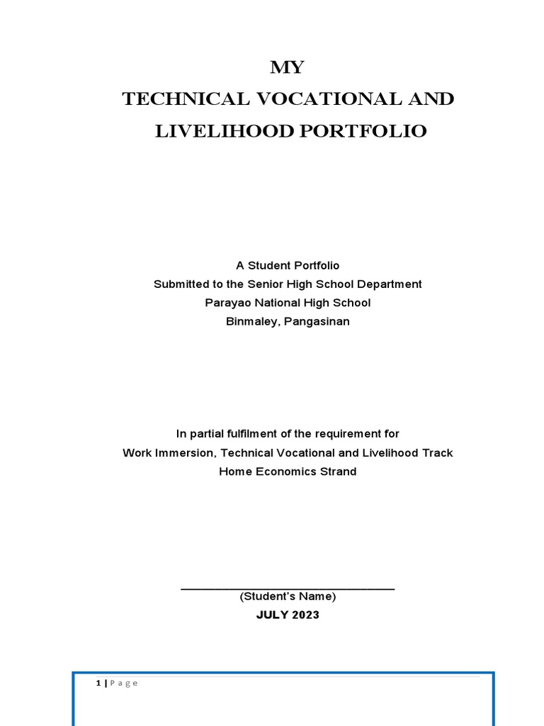 My TVL Portfolio Onsite Work Immersion 3 | PDF | Cognition | Cognitive Science