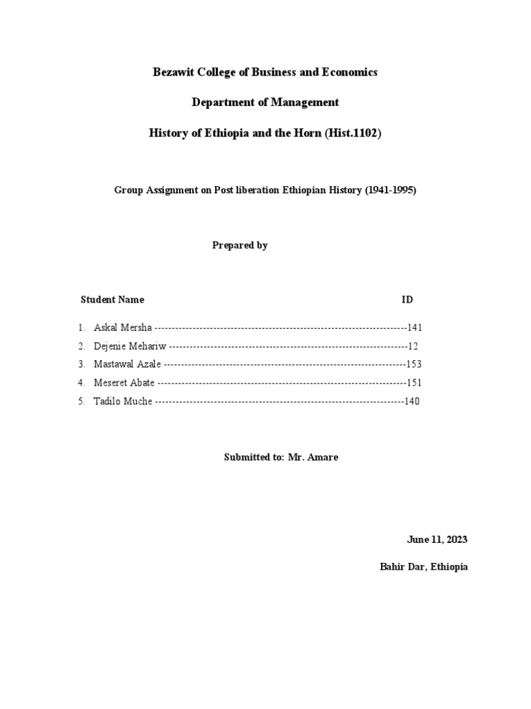 Ethiopian History 1941-1995 | PDF | Ethiopia | Government