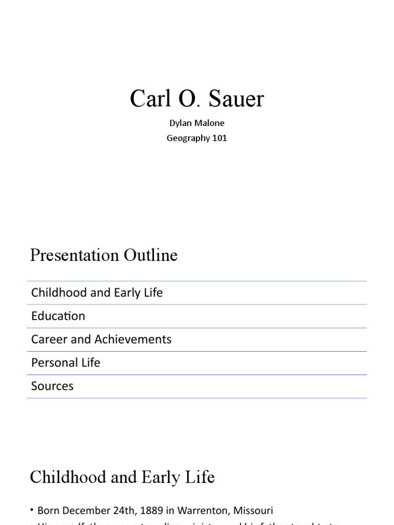 GEO Presentation Carl O. Sauer | PDF
