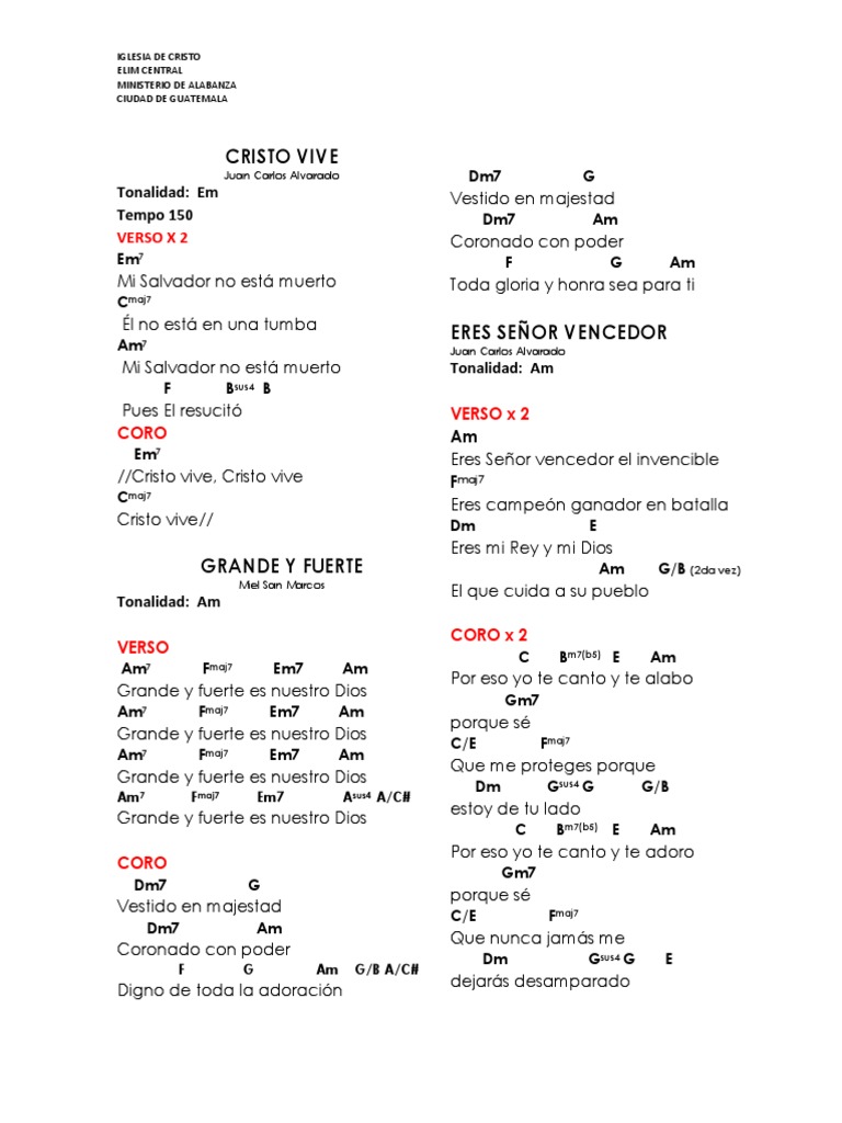Medley CRISTO VIVE-GRANDE Y FUERTE-ERES SR VENCEDOR | PDF | Cristo (título)