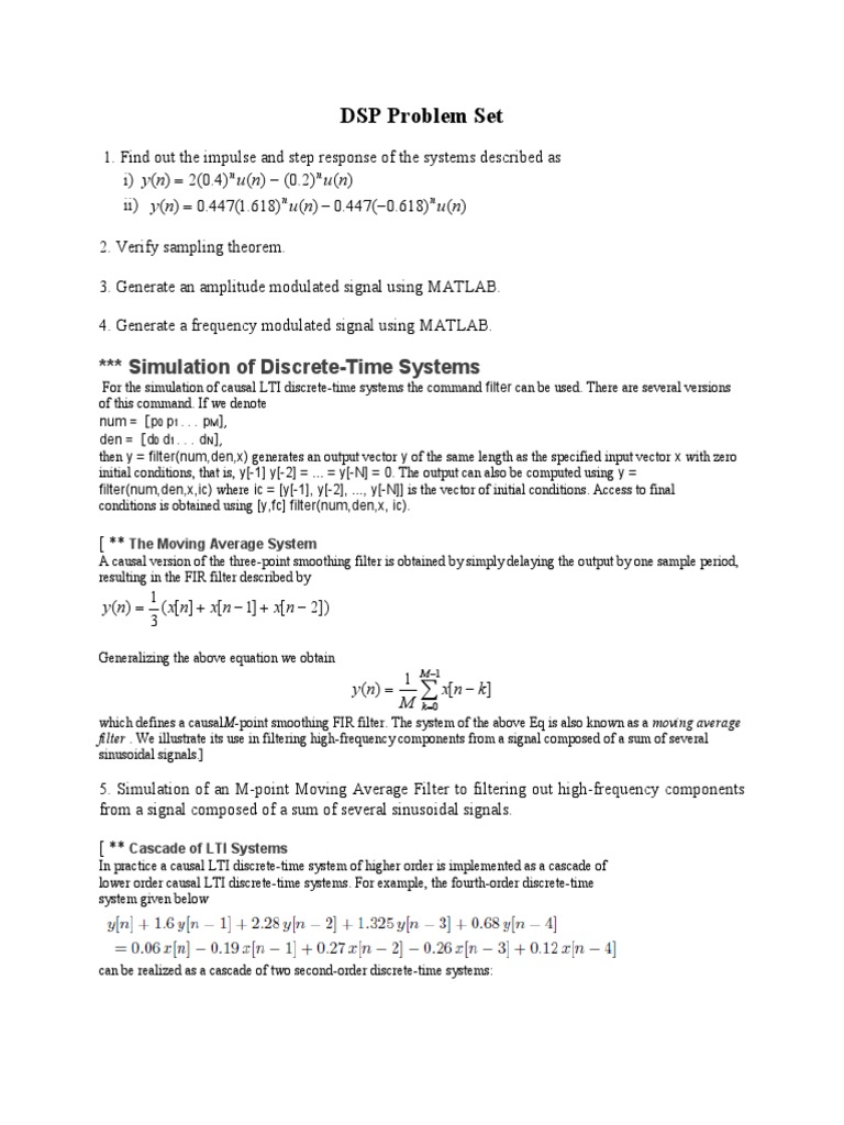 DSP Problem Set | PDF
