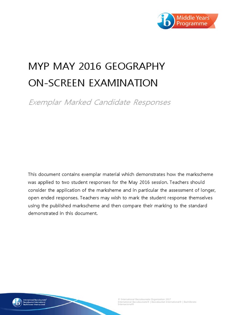 Geography Exemplar Marked Candidate Responses | PDF