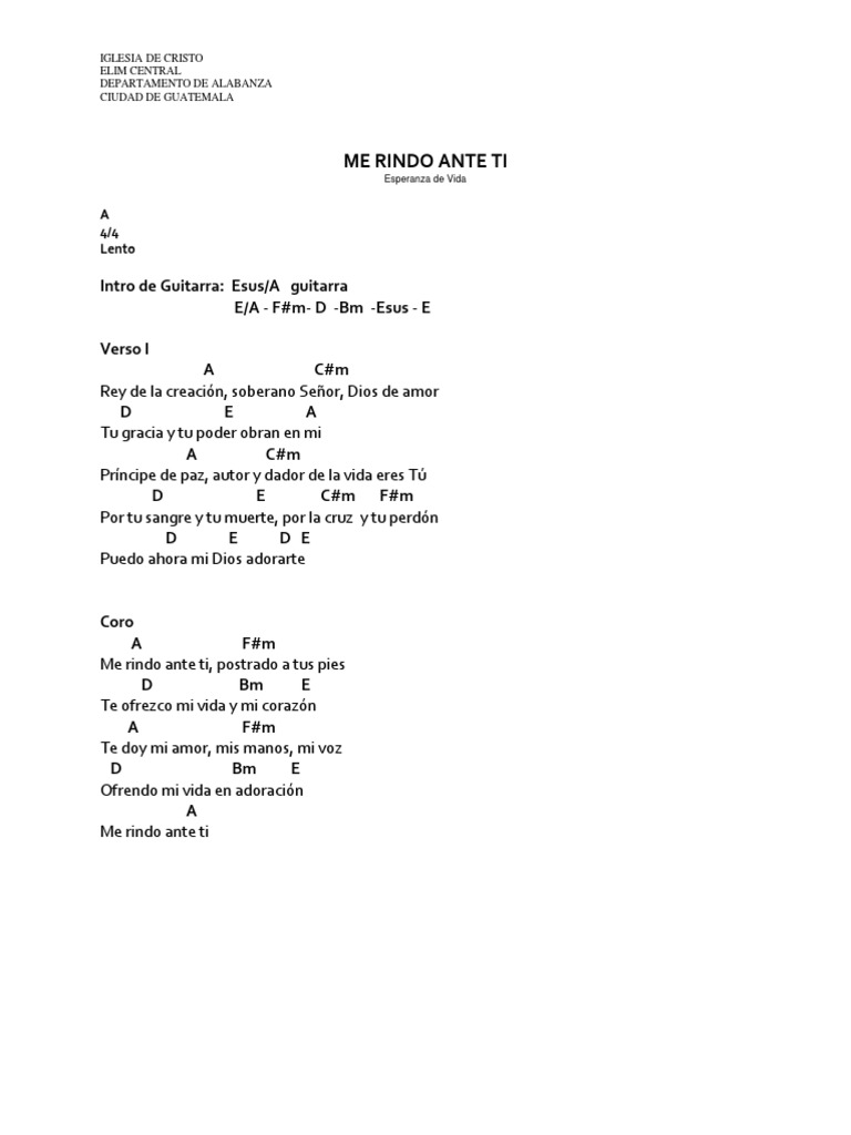 Me Rindo Ante Ti: Letra y Acordes | PDF | Poesía