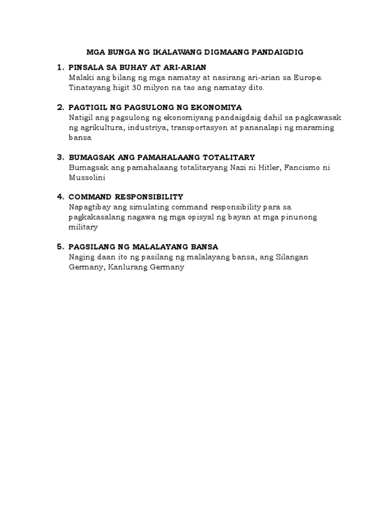 Bunga NG Ikalawang Digmaang Pandaigdig | PDF