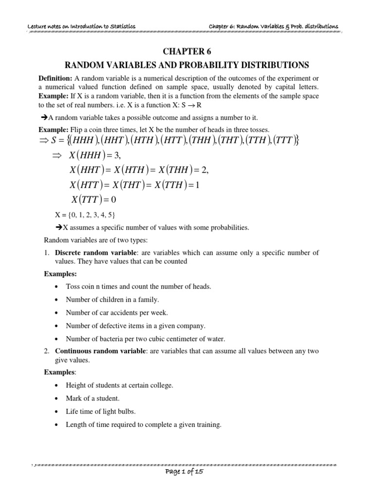 Chapter-6-Random Variables & Probability Distributions | PDF ... Chapter-6-Random Variables & Probability Distributions | PDF ...