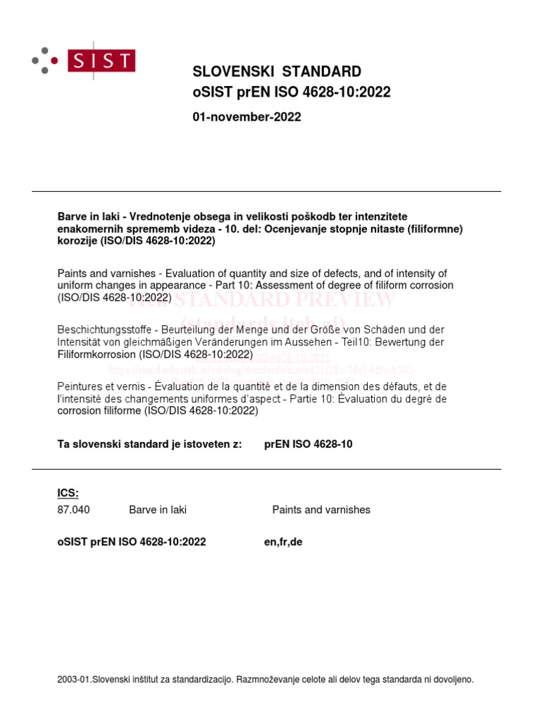 ISO 4628 10 2005 - Overview | PDF | International Organization For Standardization | Regulation