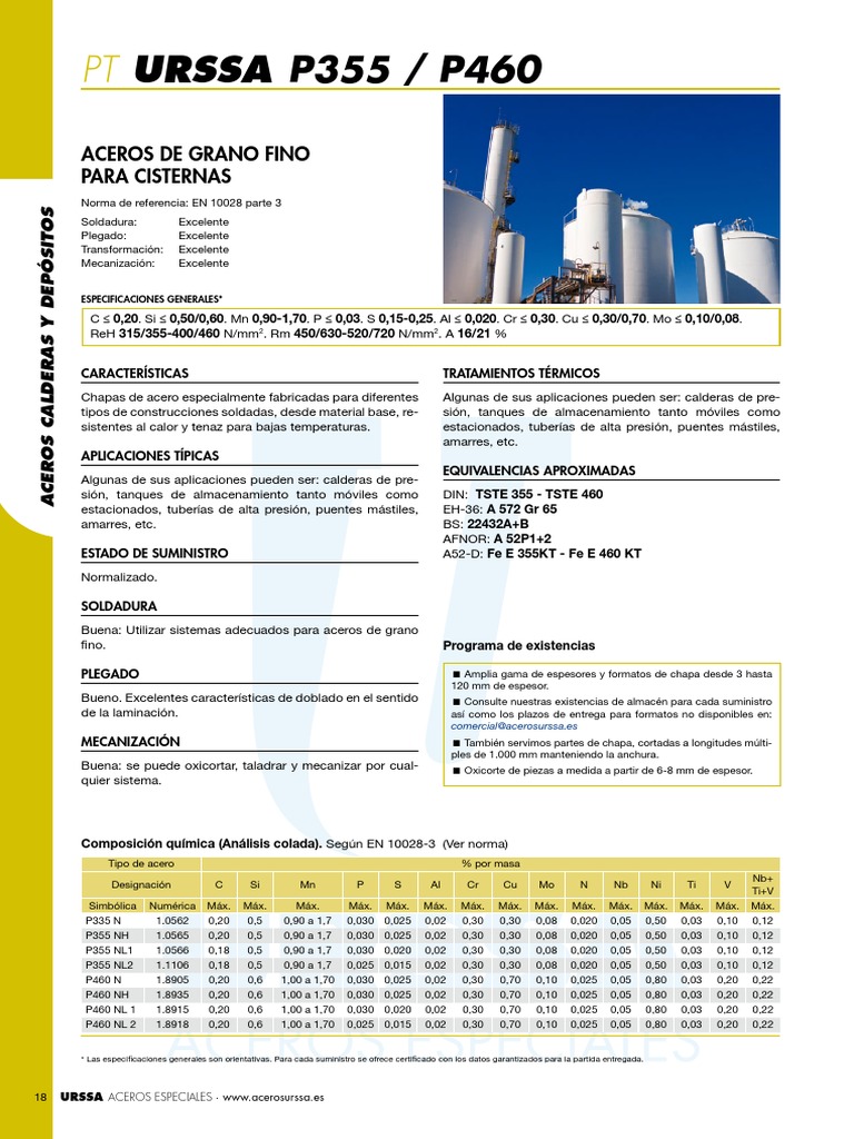 Aceros Especiales URSSA P355/P460 | PDF | Metales de transición | Química