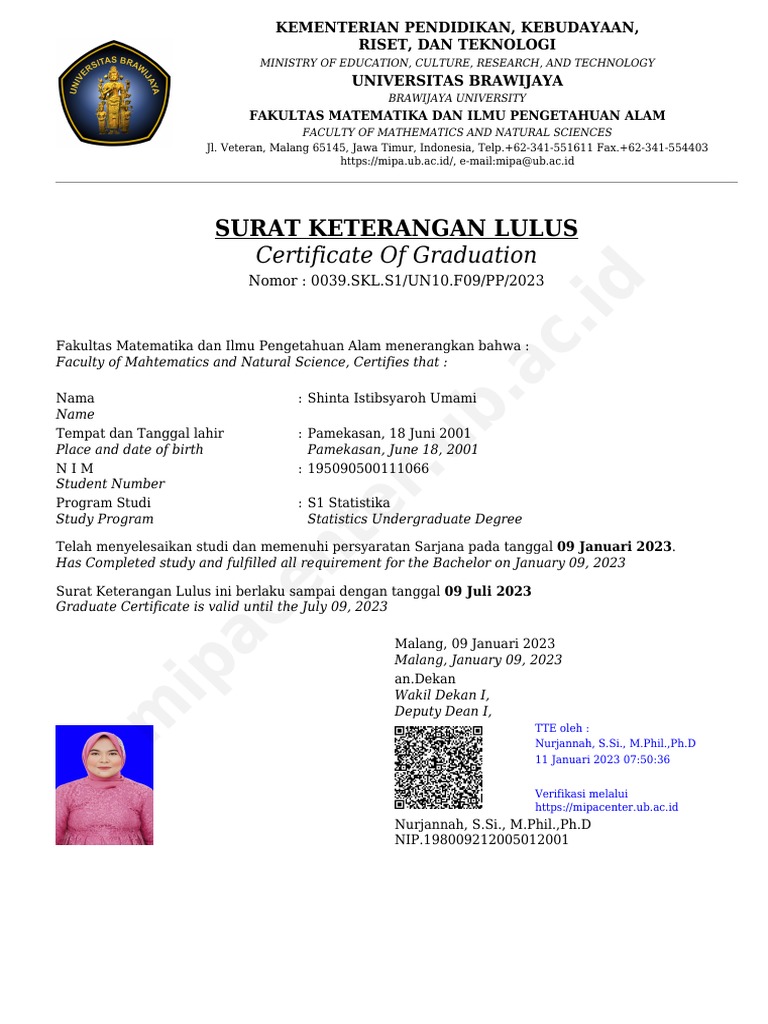 Surat Keterangan Lulus | PDF