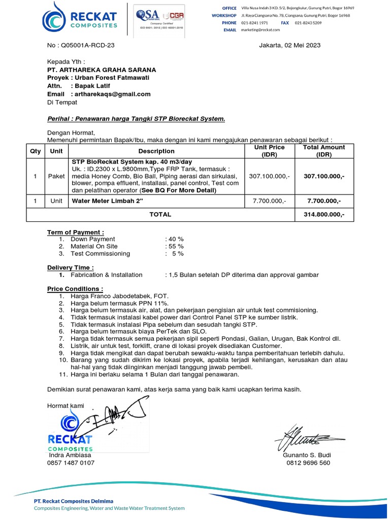PH STP Bioreckat System Kap. 40 MPD | PDF