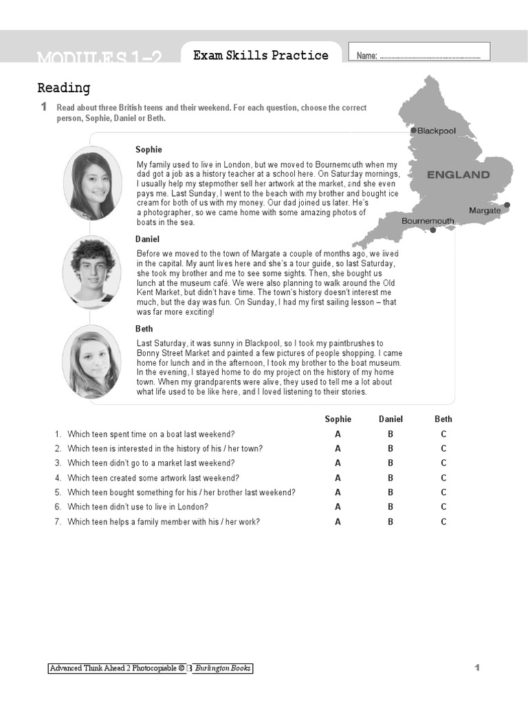 01AdvancedThinkAhead2 ExamSkillsPrac Mod1-2 | PDF