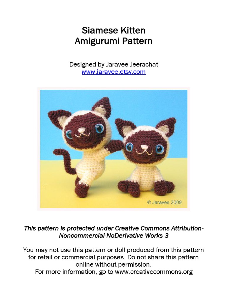 Gato Siames Patron | PDF | Crochet | Amigurumi