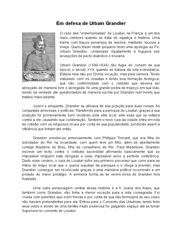 Em Defesa de Urbain Grandier | PDF | Exorcismo | Diabo