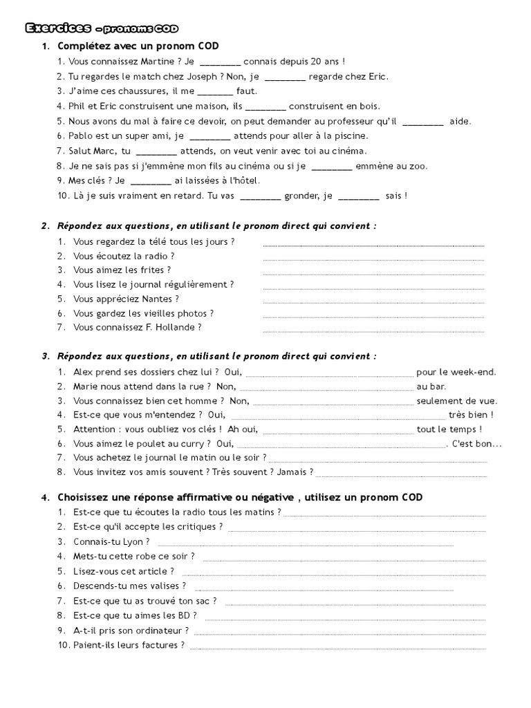 Pronoms Cod Coi | PDF