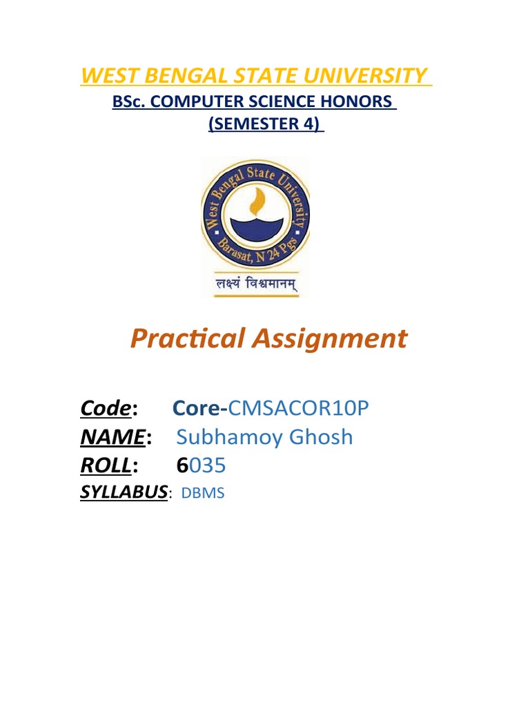 Dbms Assignment 2 Subhamoy Ghosh 6035 | PDF | Information Science | Data