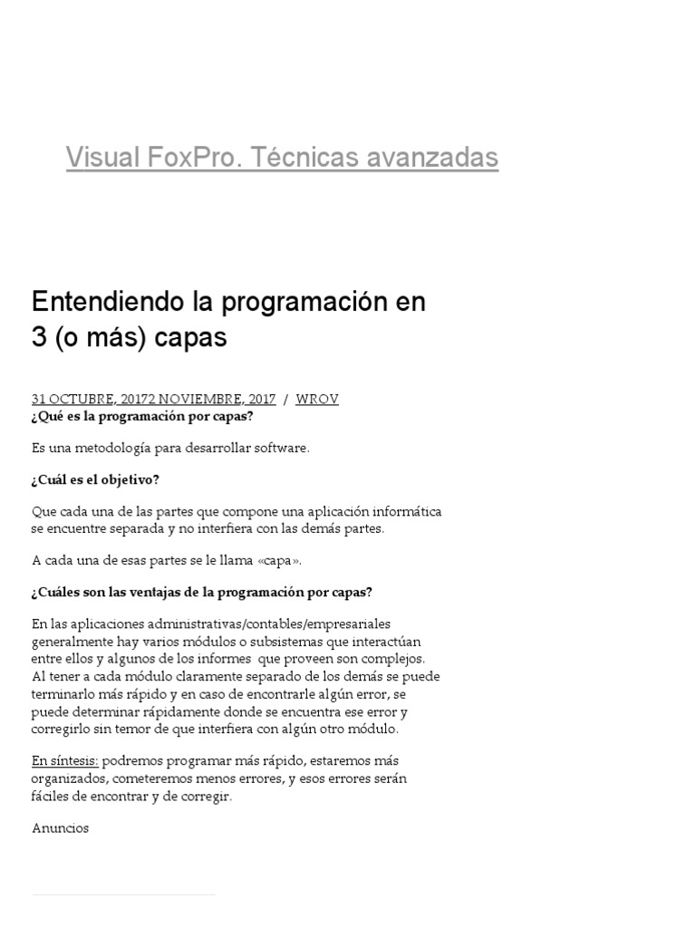 Entendiendo La Programación en 3 (O Más) Capas - Visual FoxPro ...
