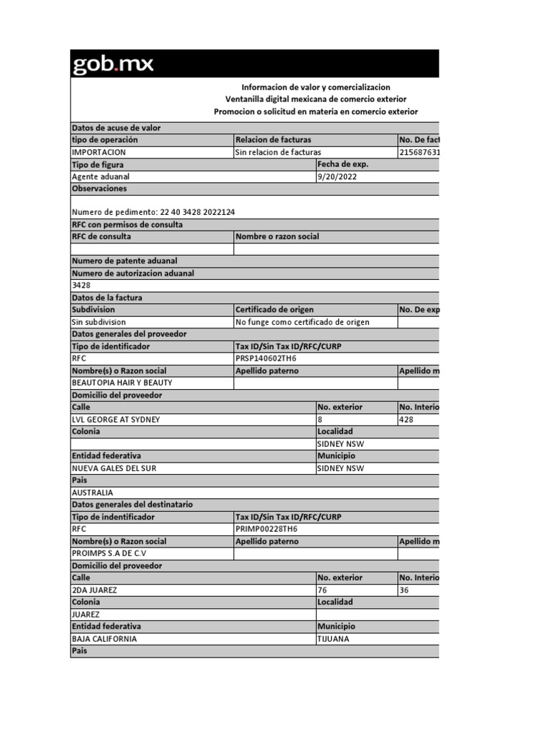 COVE de Exportacion | PDF | Industrias de servicio | Business