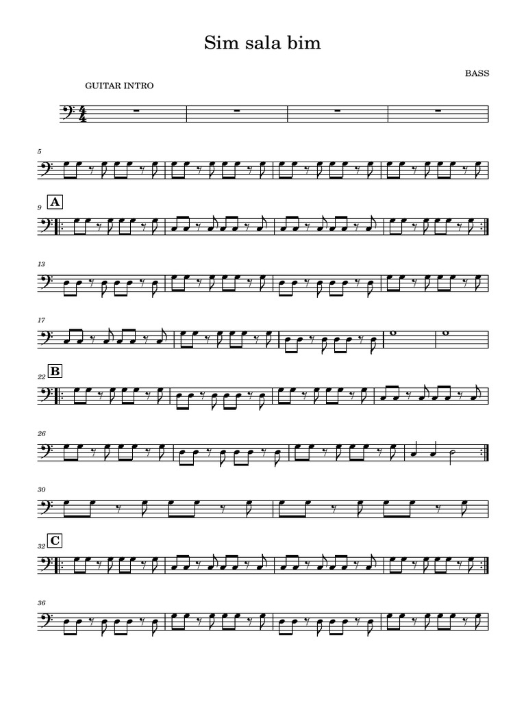 Sim Sala Bim Music Notation Guide | PDF
