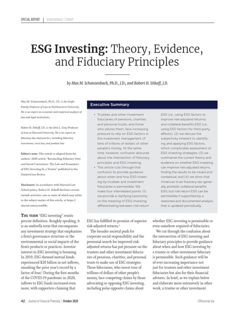 ESG Investing Theory, Evidenc | PDF
