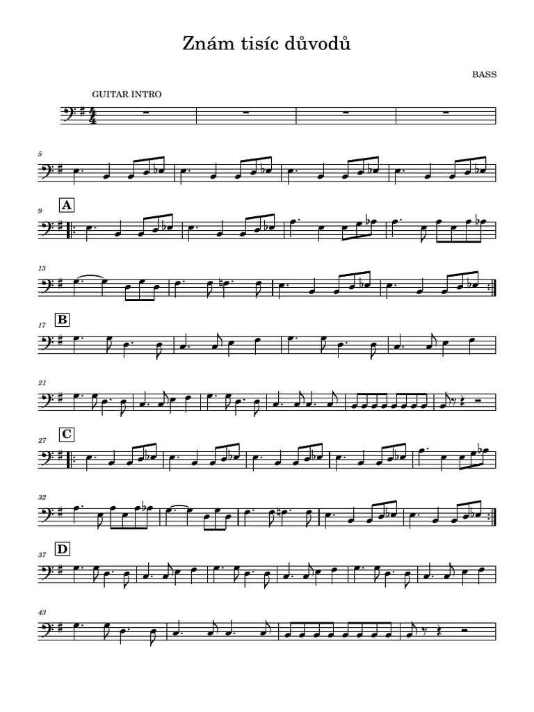 BASS Guitar Intro and Chords Guide | PDF