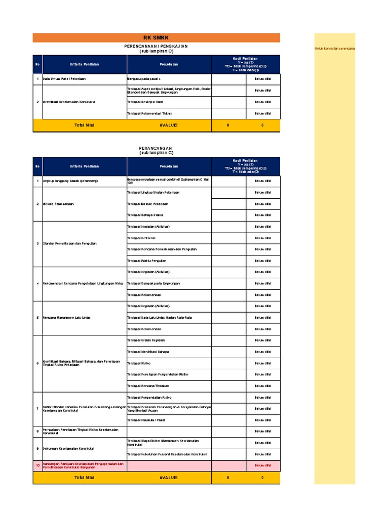 Form Ceklis SMKK | PDF