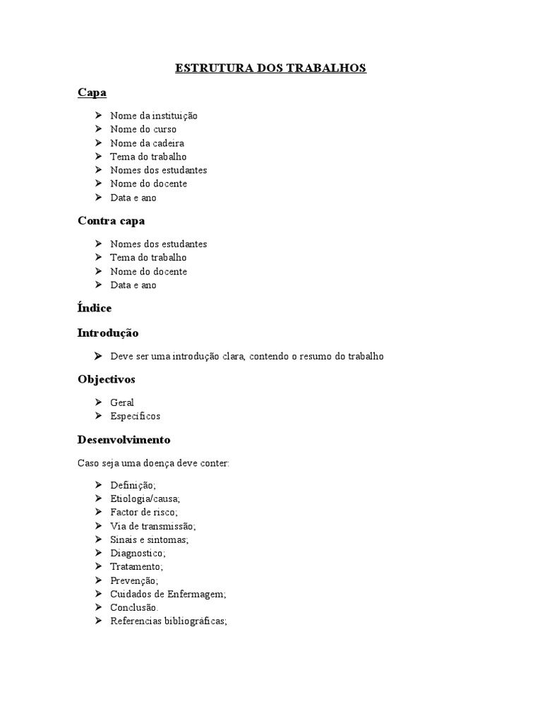Estrutura Dos Trabalhos | PDF
