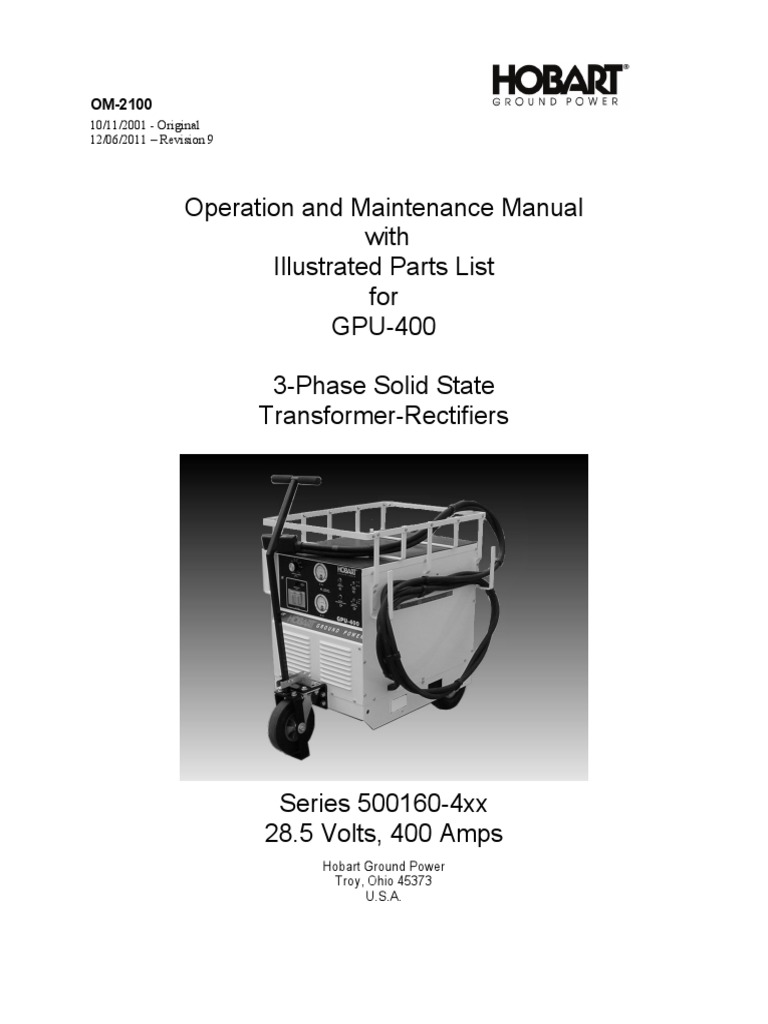 GPU-400 Operation & Maintenance Manual | PDF | Power Supply | Transformer